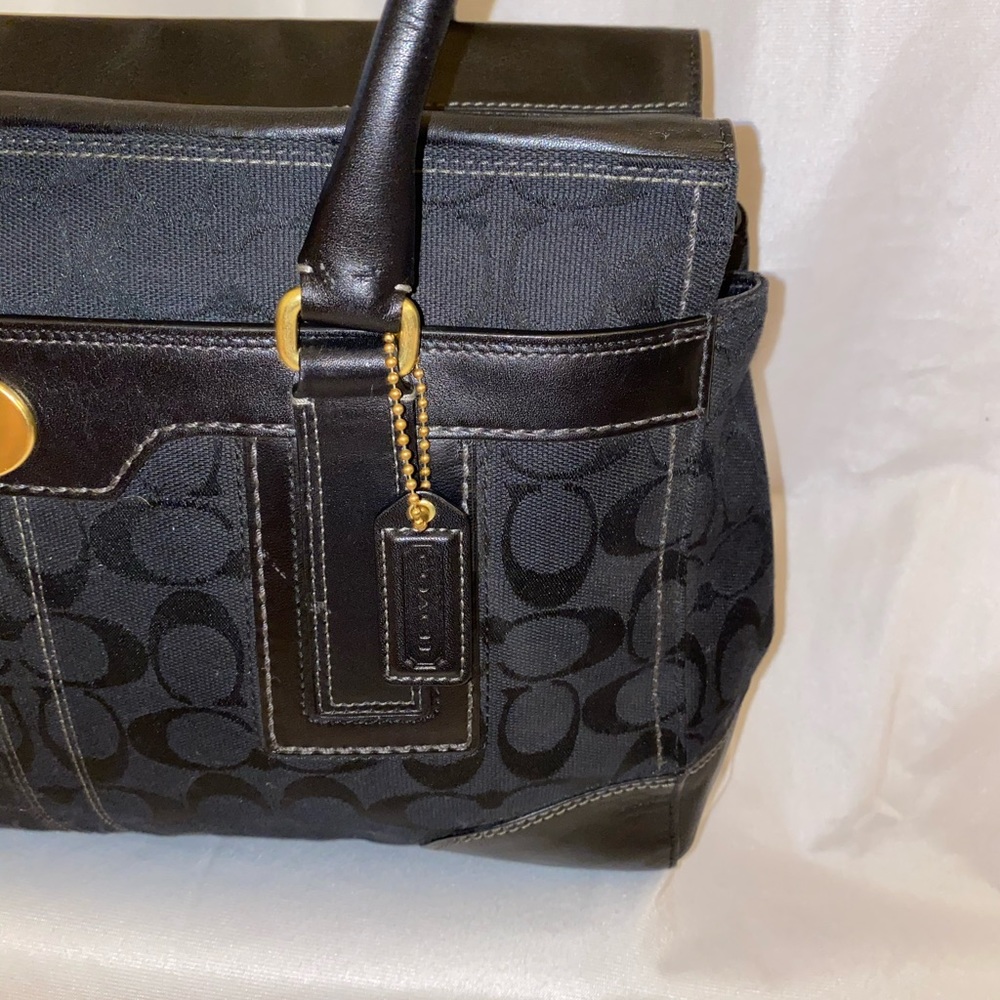 Coach Hampton Signature Leather Satchel - Gem